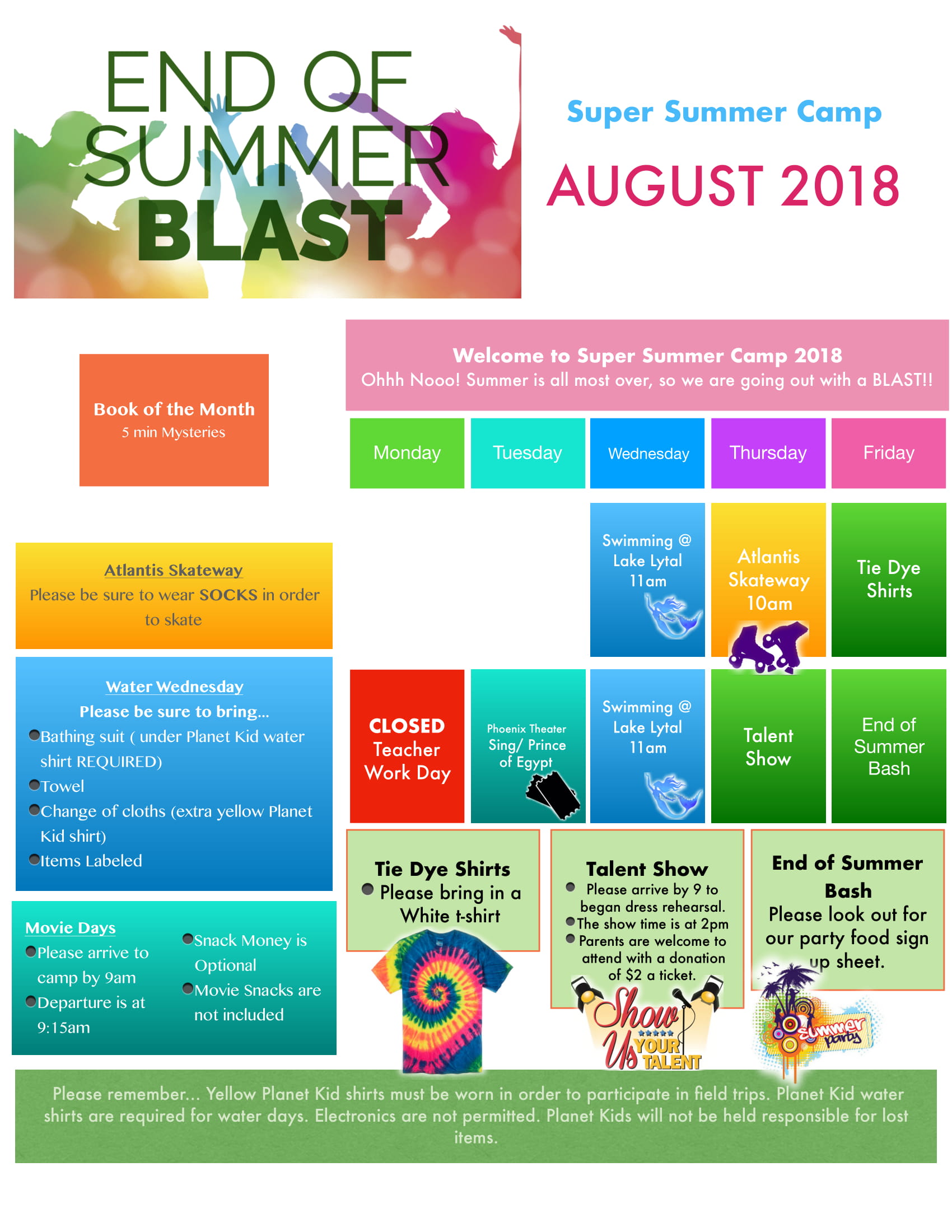 Super summer camp August 2018 - Planet Kids